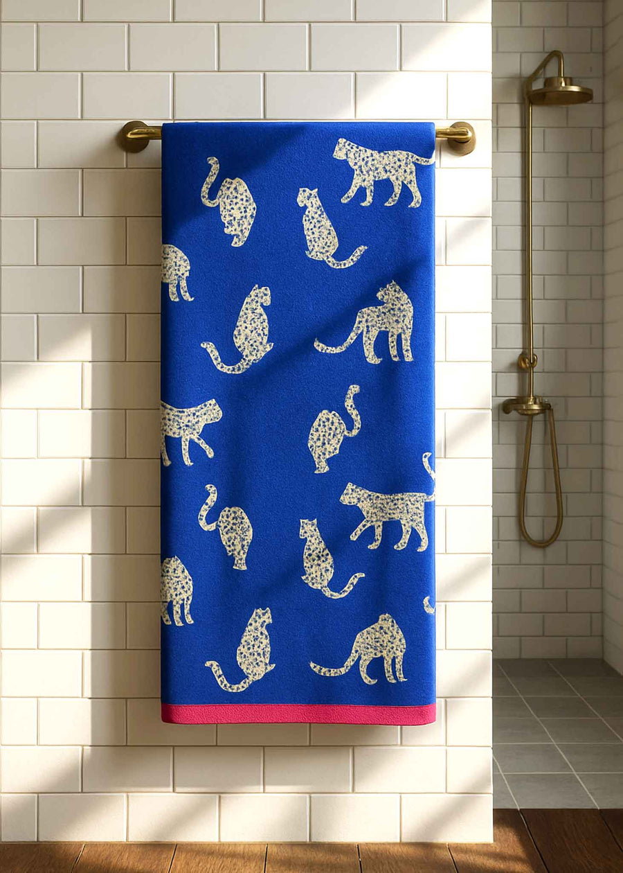 Set of 4 Snow Leopards Organic Cotton Hand Towels - Anorak