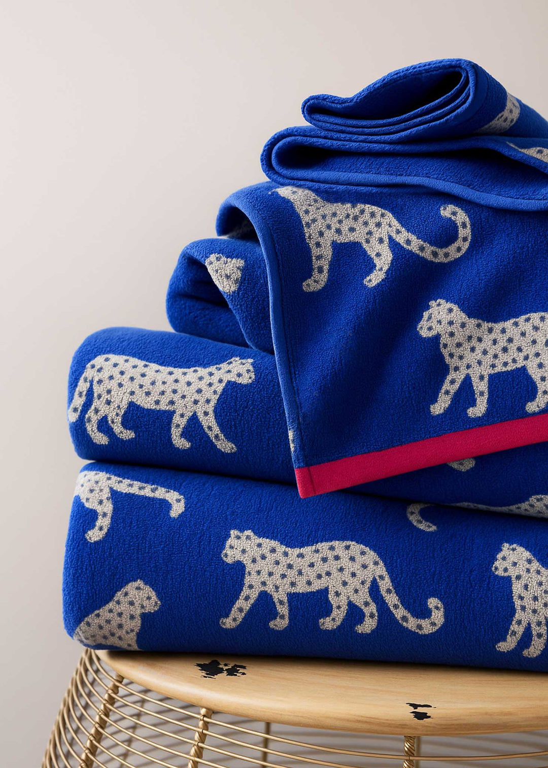 Snow Leopards Organic Cotton Towel Set, Blue + Pink - Anorak