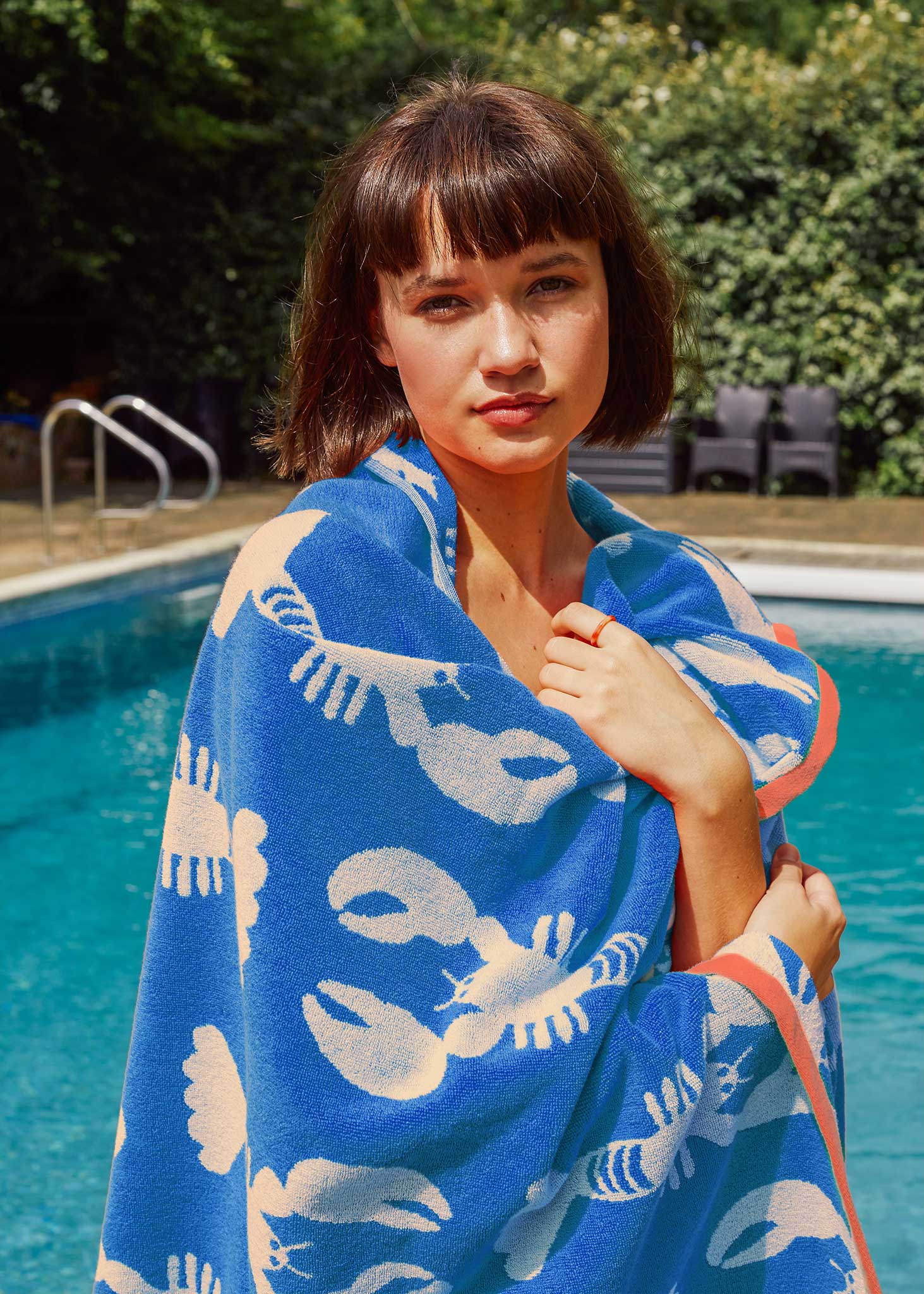 Lobster Organic Cotton Towels, Coral + Soft Pink - Anorak