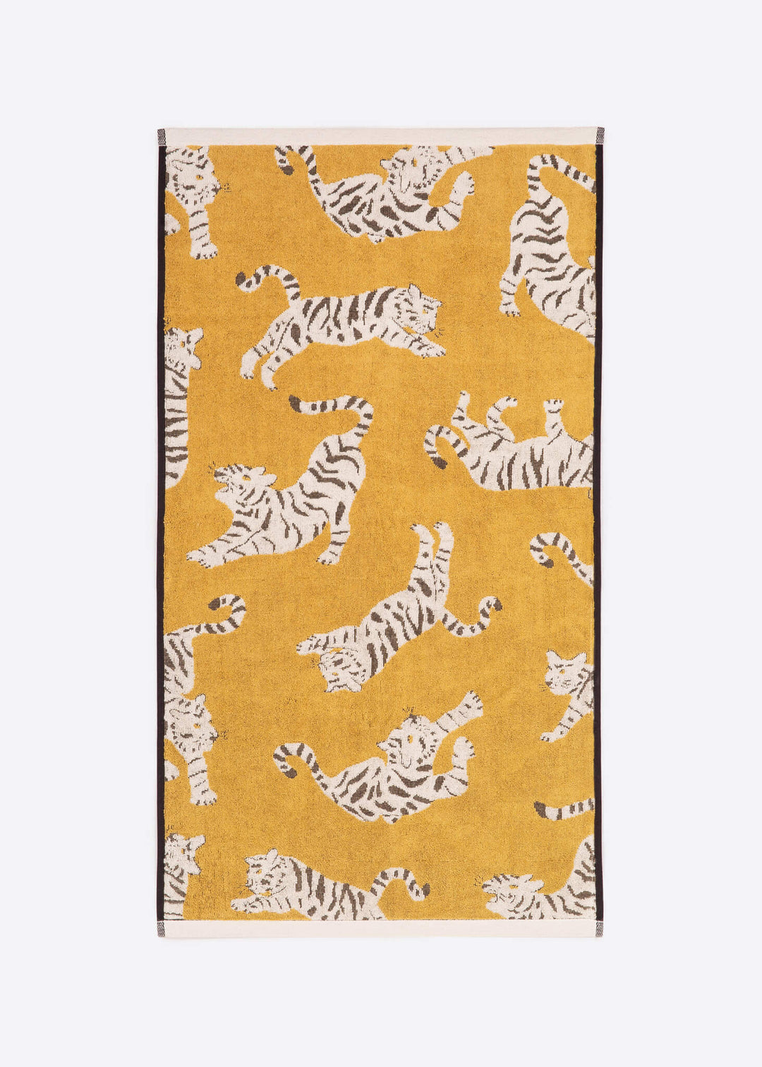 Anorak Tigers Organic Cotton Towels - Yellow Ochre Tiger Print Bath ...